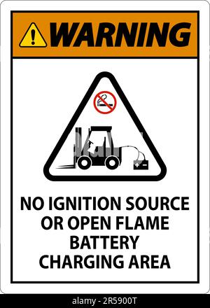 Warning Sign No Ignition Source Or Open Flame, Battery Charging Area ...