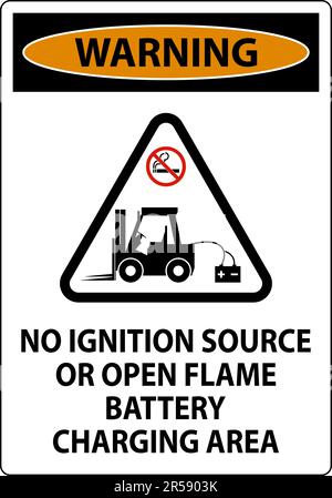 Warning Sign No Ignition Source Or Open Flame, Battery Charging Area ...