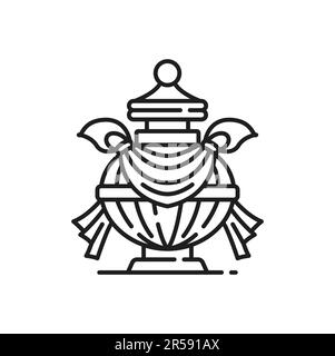 Buddhism symbol of Bumpa vase, Buddhist religious vector icon. Tibetan ...