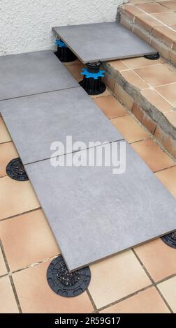Rubber floor tile outdoor terrace flooring patio pavers with adjustable ...