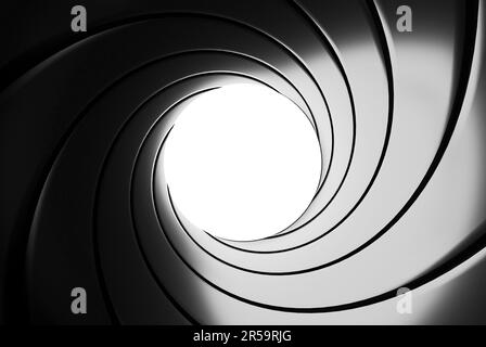 Gun barrel effect - a classic James Bond 007 theme - 3D rendering Stock ...