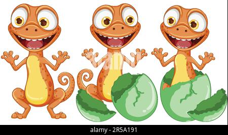 Funny Lizard Hatching From Egg illustration Stock Vector Image & Art ...