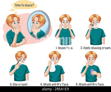 Steps of male shaving illustration Stock Vector Image & Art - Alamy