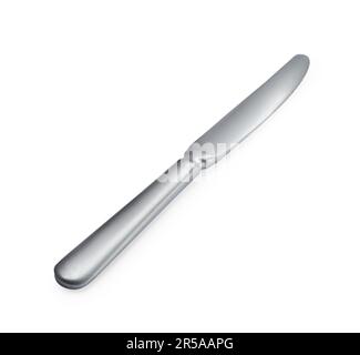 One new shiny knife isolated on white, top view Stock Photo - Alamy
