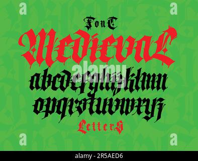 Classic gothic font, set of ancient letters isolated on white Stock ...