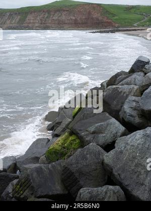 Rock armour to prevent coastal erosion in Skinningrove Harbour ...