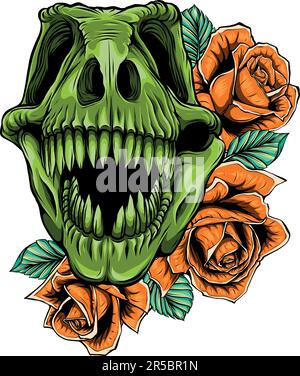 Tyrannosaurus Skull with roses Vector illustration design Tattoo Stock Vector Image & Art - Alamy