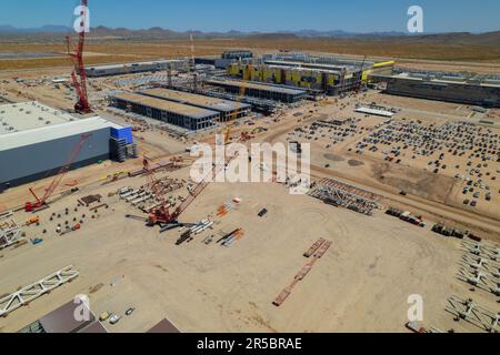 An aerial view of Taiwan semiconductors Mega Factory under construction ...