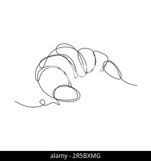 Continuous one line croissant. Hand drawn art french breakfast theme ...
