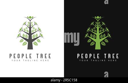 People Tree Logo Design Green Plant Person Icon Stock Vector Image ...