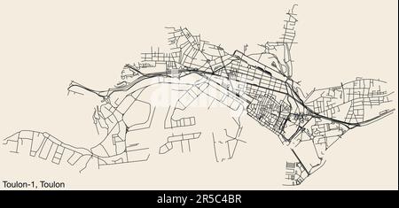 Street roads map of the TOULON-4 CANTON, TOULON Stock Vector Image ...