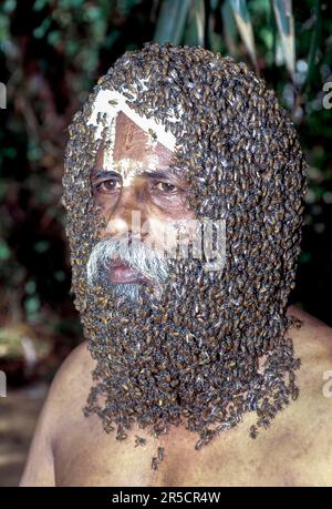 Bee beard late Mr. Rangaramanujam kannaian, Face of man covered with ...