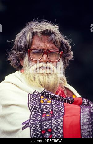Toda Tribe old man coverd with embroidery dress Consisting of a single ...