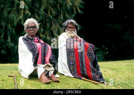 Toda Tribe old man coverd with embroidery dress Consisting of a single ...