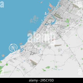 Downtown vector map of Dubai, United Arab Emirates. This printable map ...
