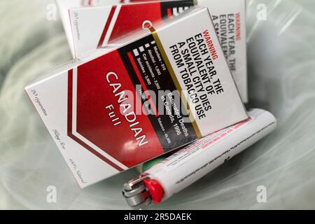 Canadian Cigarettes Tobacco use Warning Label Death Statistics Stock ...