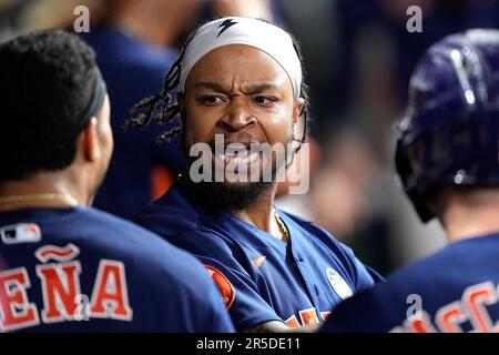 Houston Astros' Corey Julks celebrates after hitting a two-run home run ...