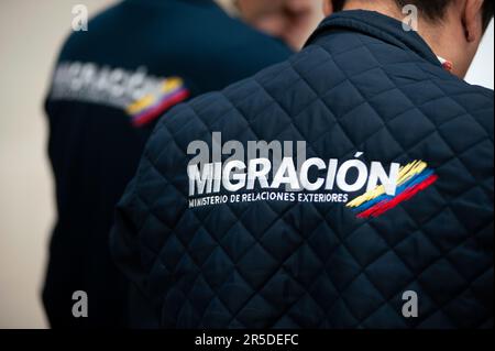Colombia's migration officers during the launch of 'BIOMIG' a new ...