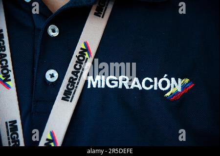 Colombia's migration officers during the launch of 'BIOMIG' a new ...