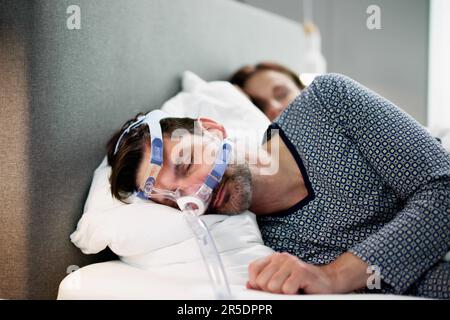 Sleep Apnea Oxygen Mask Equipment And Cpap Machine Stock Photo - Alamy