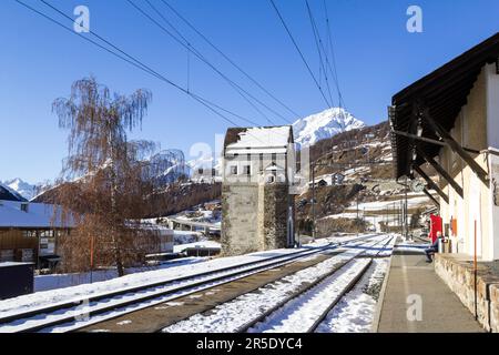 Ardez, Switzerland - December 03. 2121: The old medieval castle ...