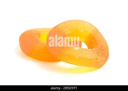 Healthy Sugar Free Peach Ring Candies on a White Background Stock Photo ...