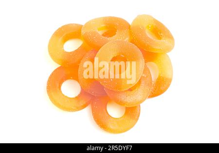 Healthy Sugar Free Peach Ring Candies on a White Background Stock Photo ...