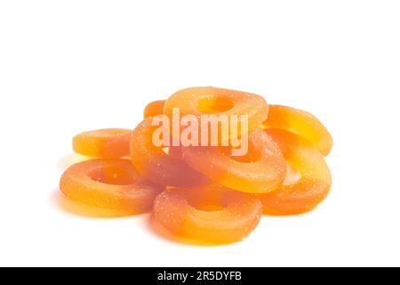 Healthy Sugar Free Peach Ring Candies on a White Background Stock Photo ...