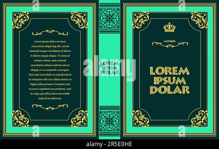 Old book cover design elements. Color vector illustration Stock Vector ...