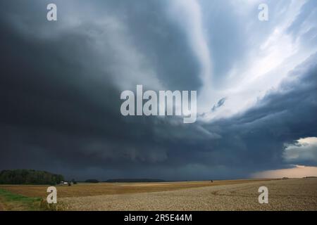 Angry supercell storm influenced by Climate change. Dangerous storm ...