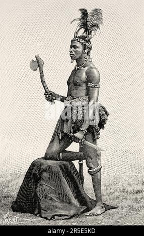 Ashanti warrior from the Jardin d'Acclimatation with his weapons, Paris ...