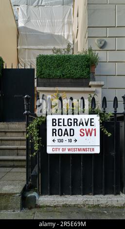 Street sign for Belgrave Road, Westminster, London SW1, England Stock ...