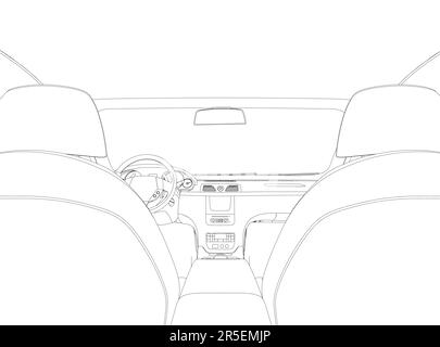 The contour of the car interior inside from black lines isolated on a ...