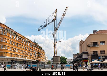 Novi Sad, Serbia - June 1, 2023: The statue of King Peter I ...