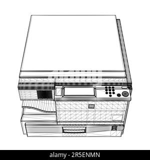 Outline of an office copier from black lines isolated on a white ...