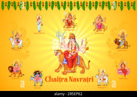 illustration of Goddess Navadurga nine Devi for the celebration of ...