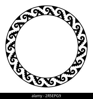 Aztec stepped fret pattern, circle frame with serpent meander motif ...