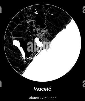 City Map Maceio Brazil South America vector illustration black white ...