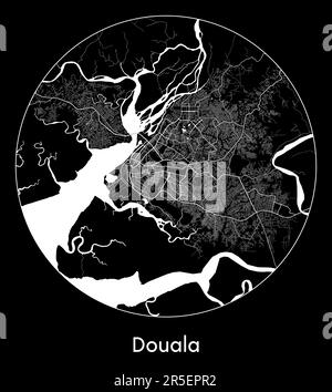 City Map Douala Cameroon Africa vector illustration black white Stock ...
