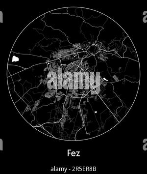 City Map Fez Morocco Africa vector illustration black white Stock ...