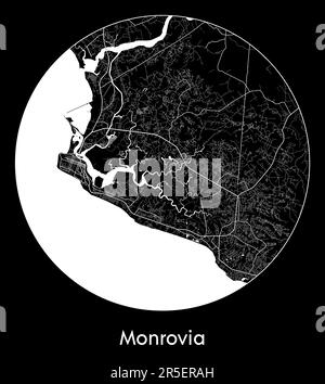 Monrovia Liberia Africa City map blue print vector illustration Stock ...