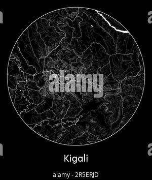 City Map Kigali Rwanda Africa vector illustration black white Stock ...