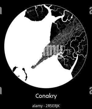 City Map Conakry Guinea Africa vector illustration black white Stock ...