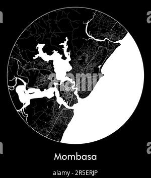 Mombasa Kenya Africa City map blue print vector illustration Stock ...