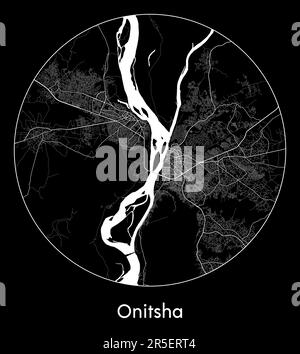 City Map Onitsha Nigeria Africa vector illustration black white Stock ...