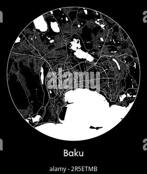 City Map Baku Azerbaijan Asia blue print round Circle vector ...