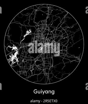 City Map Guiyang China Asia blue print round Circle vector illustration ...
