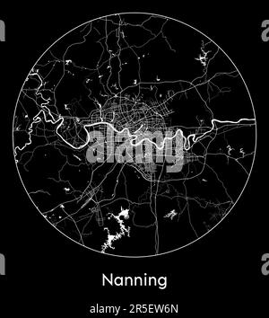 City Map Nanning China Asia vector illustration black white Stock ...