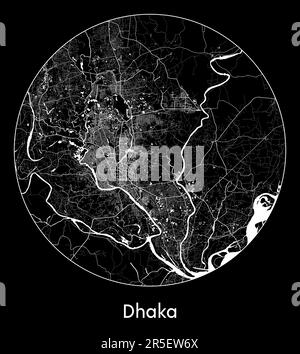 Dhaka Bangladesh Asia City map blue print vector illustration Stock ...