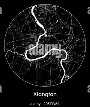 Xiangtan China Asia City map blue print vector illustration Stock ...